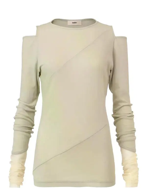 MULLER OF YOSHIOKUBO Cold-shoulder Layered-cuff Top - Neutrals