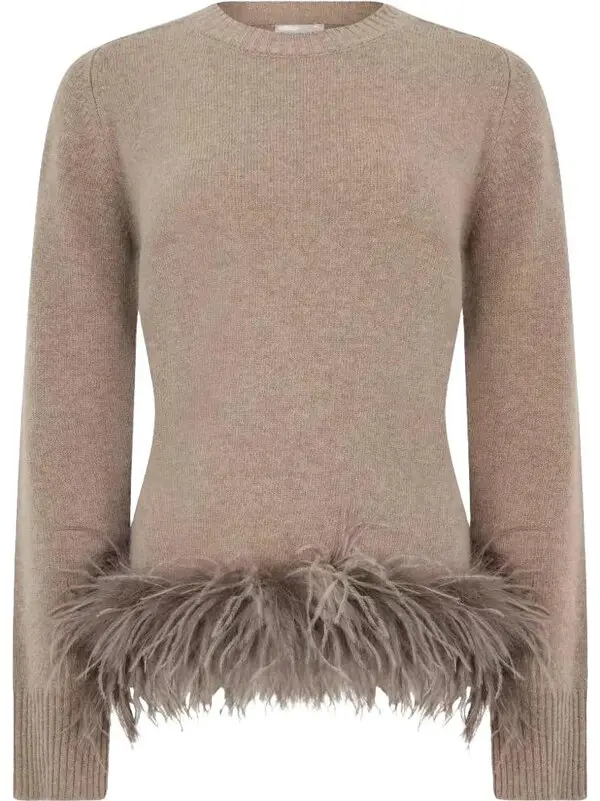 P.a.r.o.s.h Feather-trim Tie-waist Sweater - Neutrals