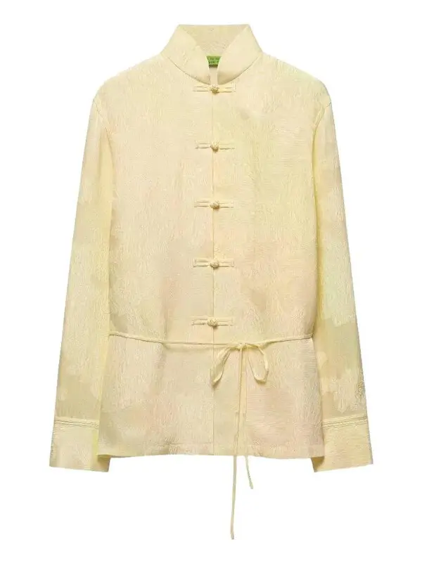 Shanghai Tang Jacquard Belted Shirt - Yellow
