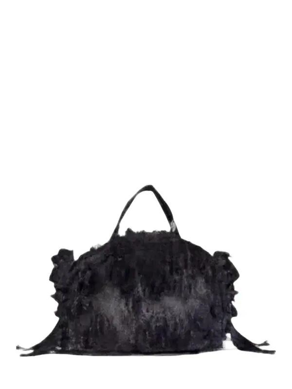 Simone Rocha Faux-fur Beaded Rosette Clutch Bag - Black