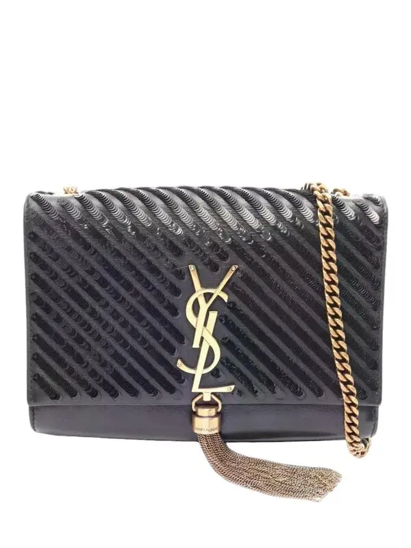 Saint Laurent Sequined Tassel Mini Shoulder Bag - Black
