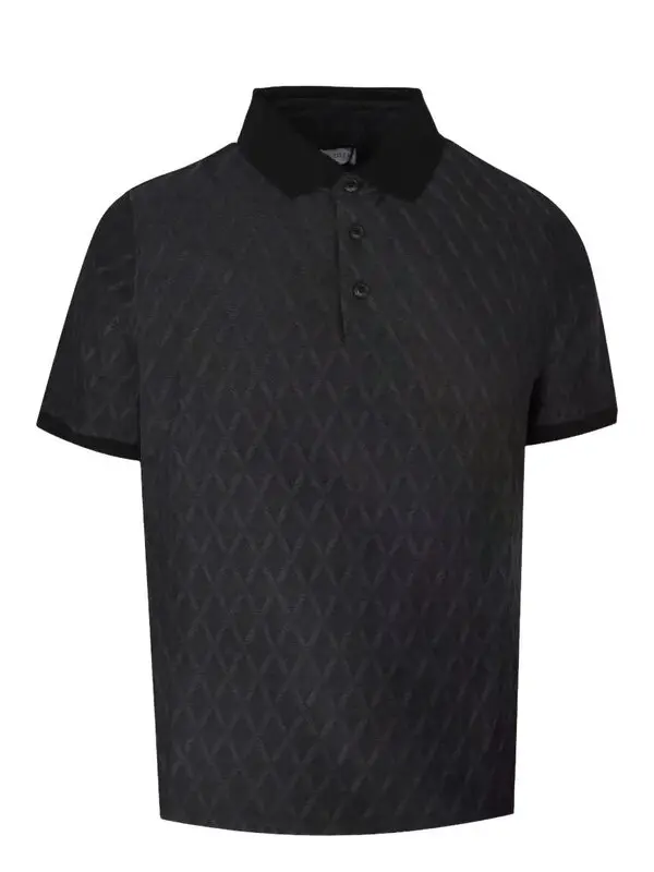 Pal Zileri Diamond-pattern Short-sleeve Polo Shirt - Black