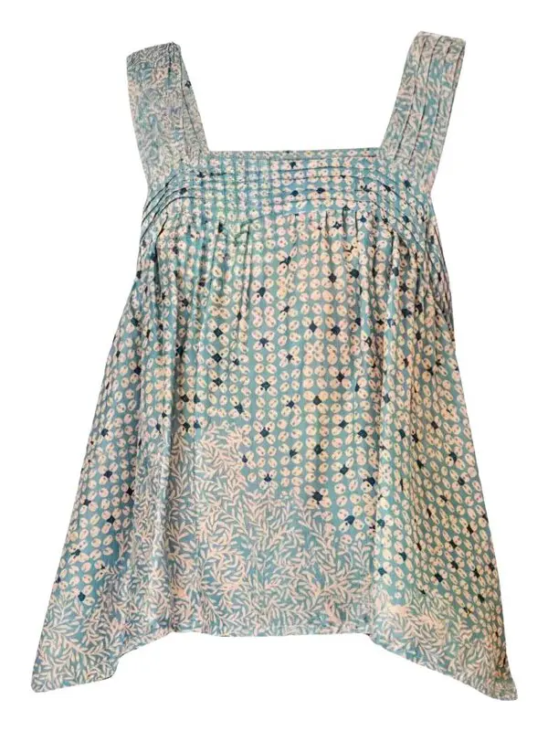 Natalie Martin Jasmine Floral-print Square Neck Top - Blue