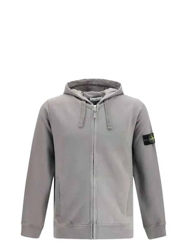 Stone Island Logo-patch Zip-up Hoodie - Grey