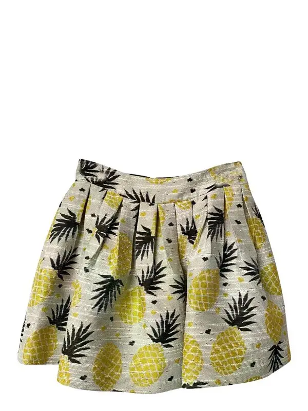 Alice + Olivia Pineapple Print Pleated Mini Skirt - White