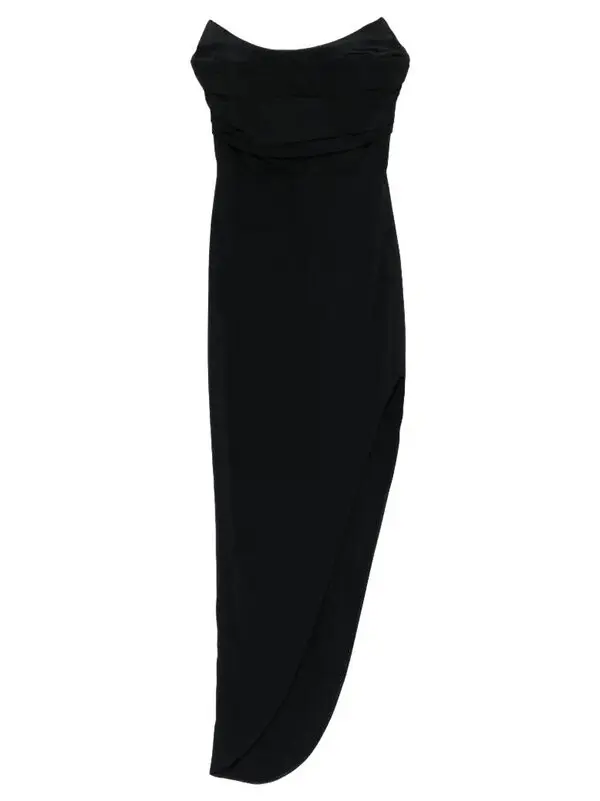 ROOM76 Asymmetrical Hem Strapless Maxi Dress - Black