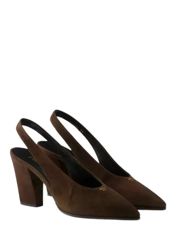 Prada Suede Leather Slingback Pumps - Brown