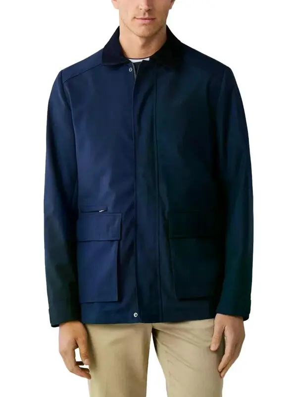 HACKETT LONDON Corduroy Collar Coat - Blue