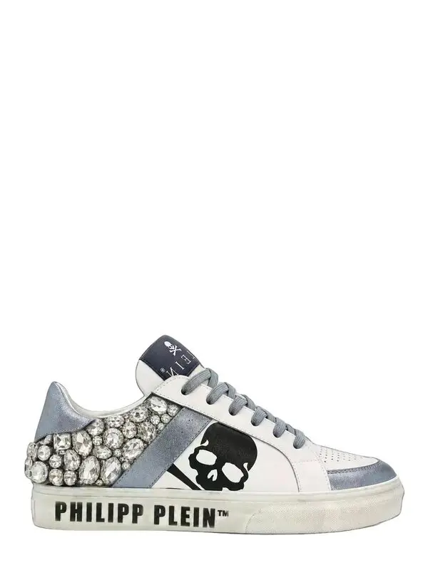 Philipp Plein Embellished Skull Low-top Sneakers - White