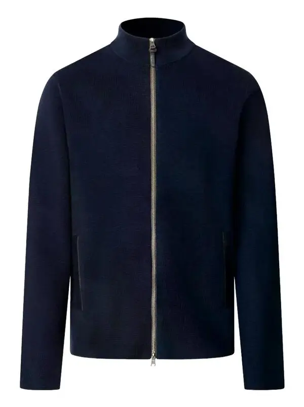 HACKETT LONDON Milano Merino Wool Zip Cardigan - Blue