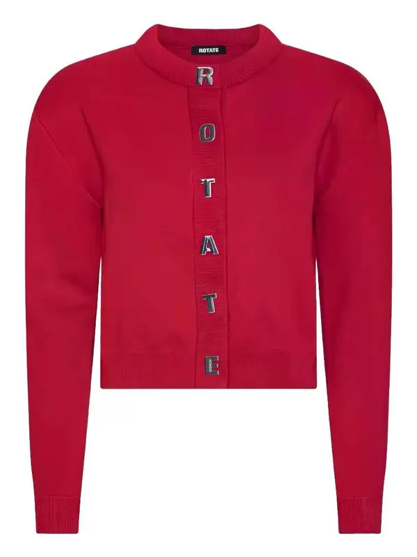 ROTATE BY BIRGER CHRISTENSEN Firm Knit Cardigan With Decorative Metal Letter Details - Red