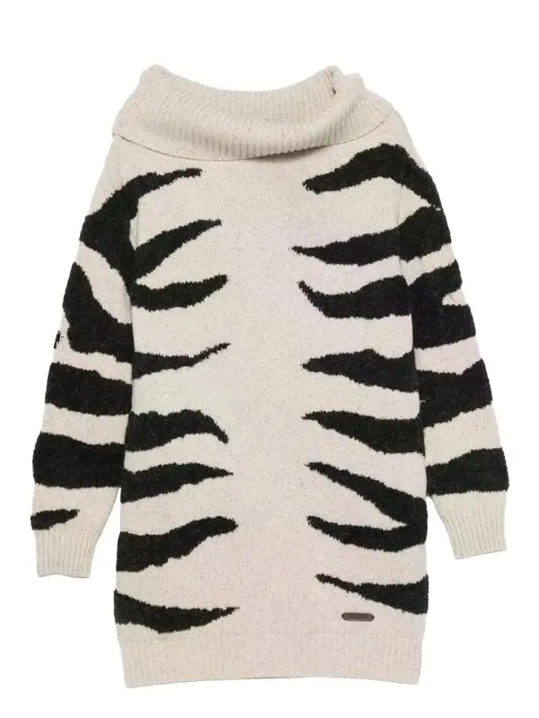 Moschino Long-sleeve Mini Dress With Tiger Print - Neutrals