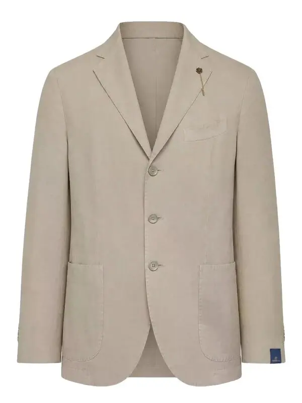 SANTANIELLO Notched-lapel Single-breasted Blazer - Neutrals