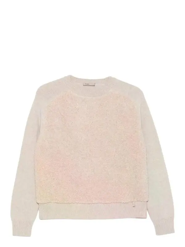 Herno Bouclé-panel Wool Sweater - Neutrals