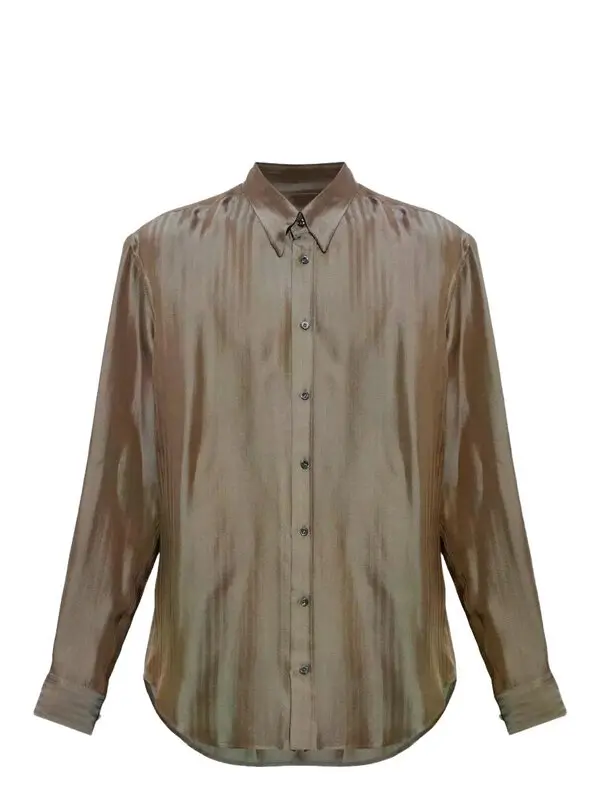 Giorgio Armani Herringbone-pattern Shirt - Brown