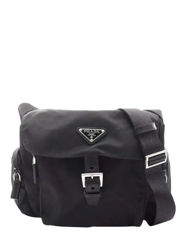 Prada Tessuto Buckle Shoulder Bag - Black