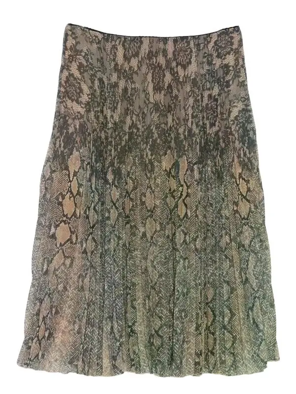 ERMANNO FIRENZE Snake-print Pleated Midi Skirt - Neutrals