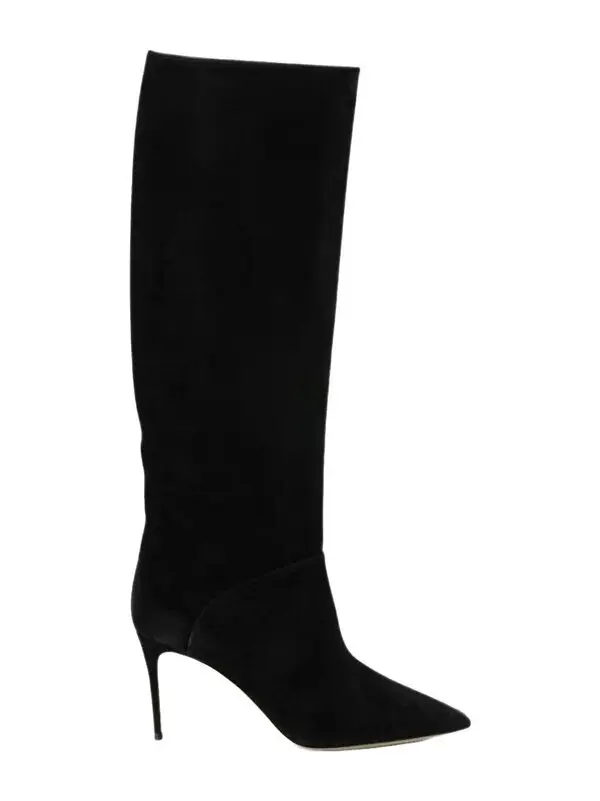 Casadei Suede Pointed-toe Knee-high Stiletto Boots - Black