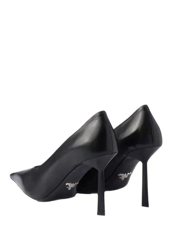 Prada Leather Pointed Toe High Heel Pumps - Black