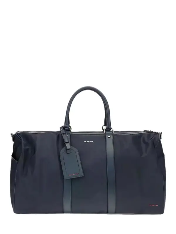 Kiton Logo-plaque Leather-trim Holdall Bag - Blue
