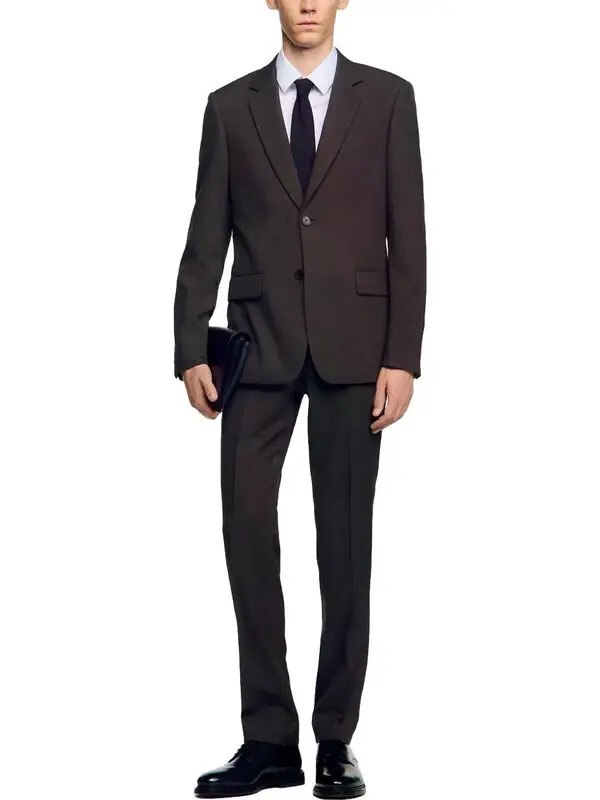 Sandro Wool Suit Jacket - Brown
