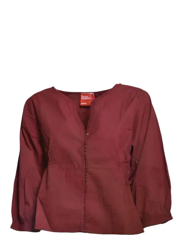 MERCI Bobble-trim V-neck Blouse - Red