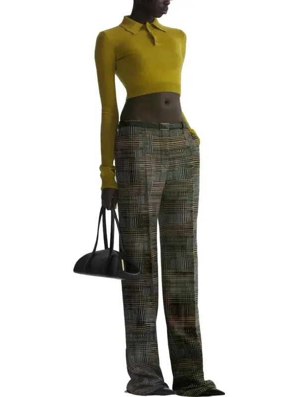 MUGLER Cashmere Cropped Polo Top - Yellow