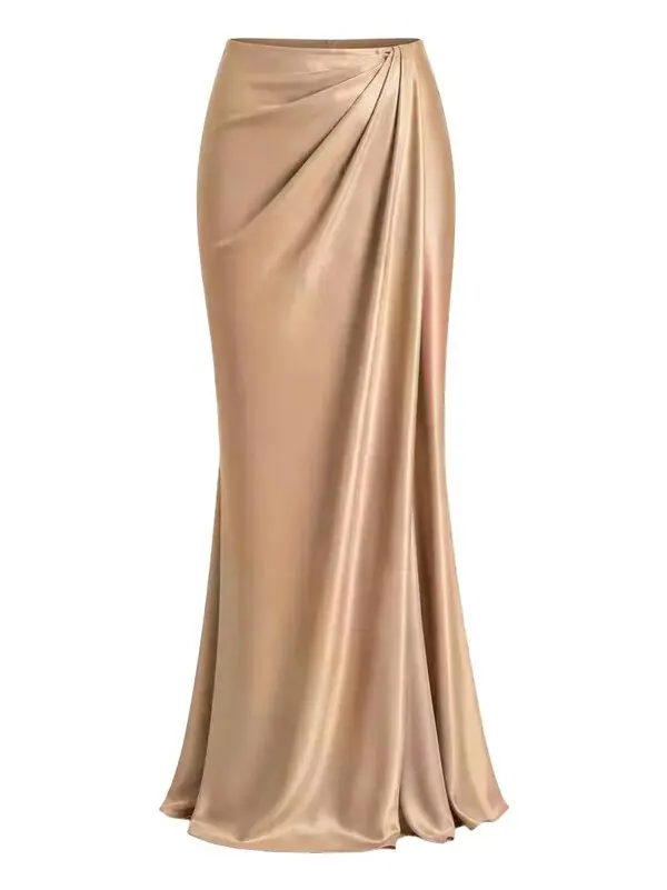 GEMY MAALOUF Draped Crepe Maxi Skirt - Neutrals