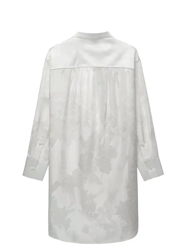 Shanghai Tang Jacquard Floral Pattern Shirt Dress - White