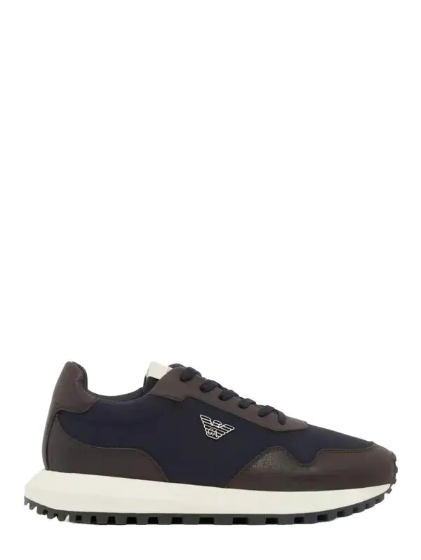 Emporio Armani Logo Plaque Panel Sneakers - Blue