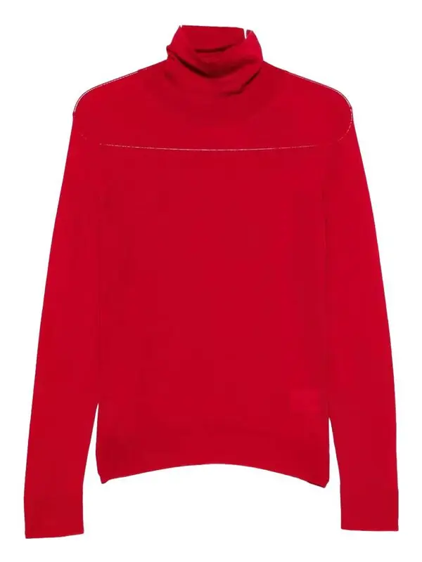 RÓHE Knitted Roll Neck Sweater - Red