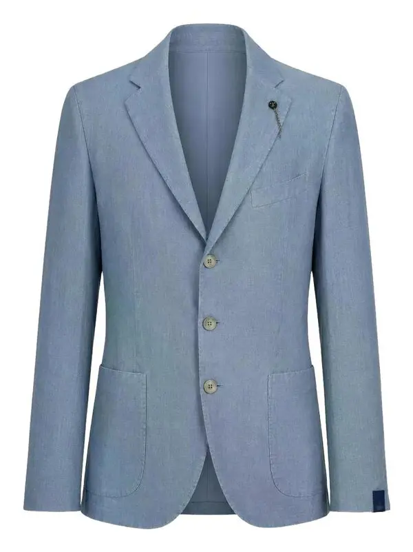 SANTANIELLO Single-breasted Notched-lapels Blazer - Blue