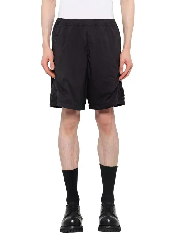 Stone Island Logo Patch Shorts - Black
