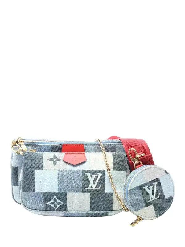LOUIS VUITTON 2019 Monogram Denim Patchwork Multi Pochette Accessoires Crossbody Bag - Blue