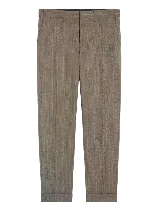 Dries Van Noten Cropped Wool Cuffed Pants - Grey