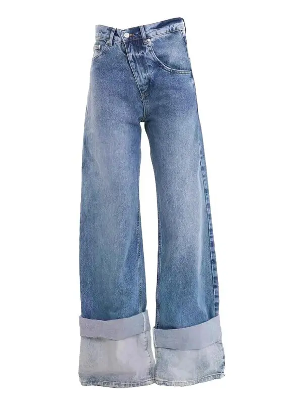 Natasha Zinko Multilayer Asymmetric Turn-up Jeans - Blue