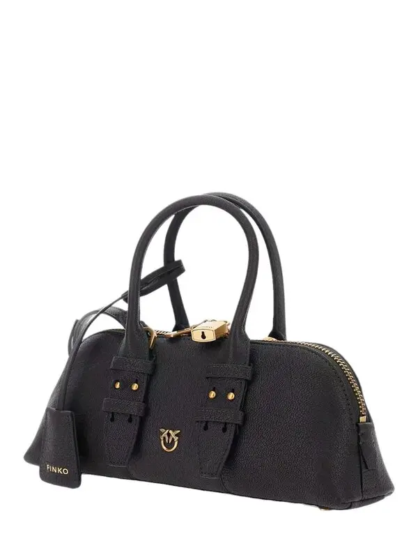 Pinko Escape Bag Horizontal Small Handbag In Full-grain Leather - Brown