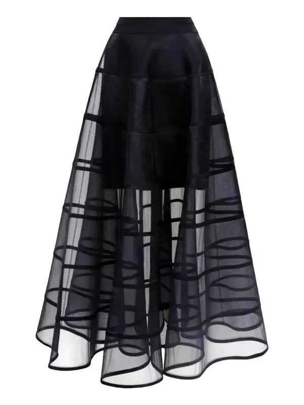 GEMY MAALOUF Sheer-panelled Midi Skirt - Black