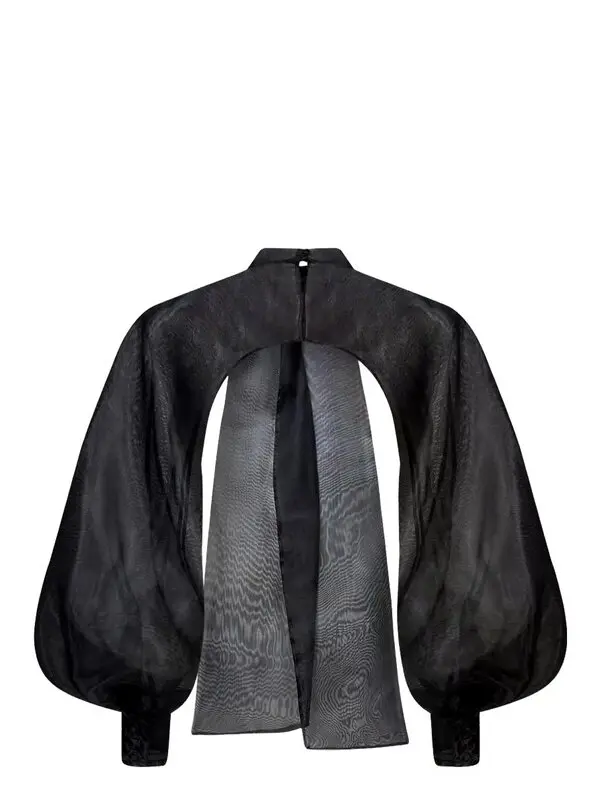 ROOM76 Lavallière Puff-sleeve Blouse - Black