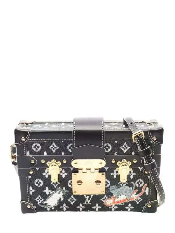 LOUIS VUITTON Petite Malle Catogram Shoulder Bag - Black
