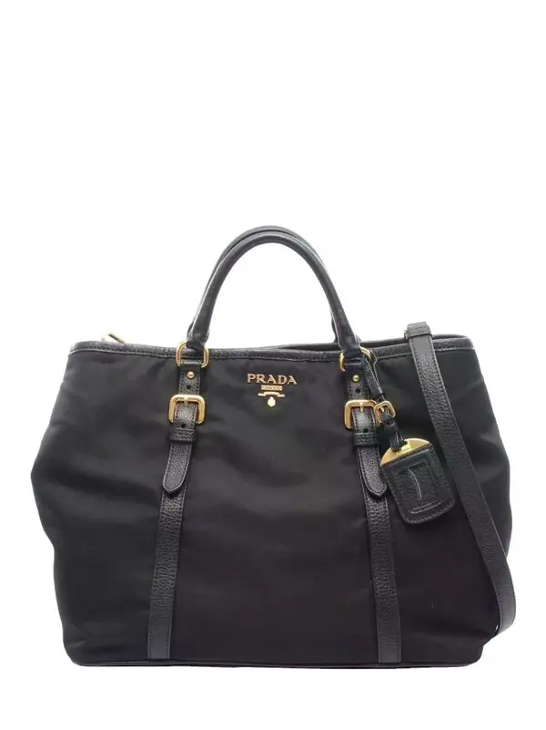 Prada 2000s Buckled Tote Bag - Black