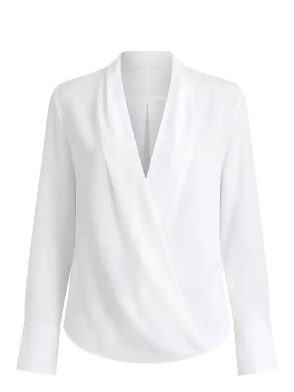 SA SU PHI Criss-cross V-neck Long Sleeve Shirt - White