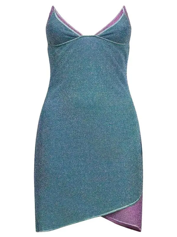 Oseree Lumière Glitter-effect Layered Mini Dress - Blue