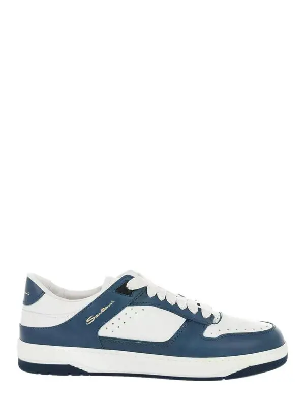 Santoni Panelled Leather Sneakers - Blue