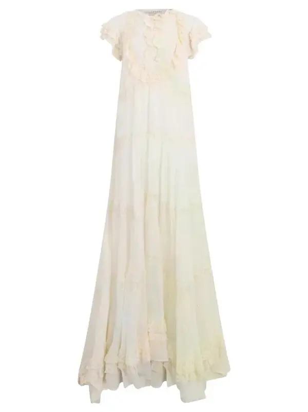 Philosophy Di Lorenzo Serafini Ruffled Lace-trim Maxi Dress - Neutrals