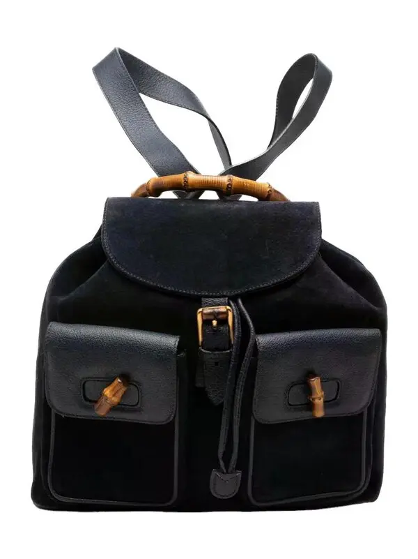 Gucci 20th Century Suede Bamboo Backpack - Blue