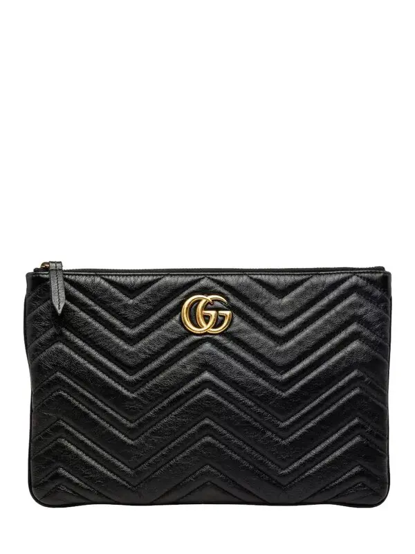 Gucci Gg Marmont Matelasse Leather Clutch Bag - Black