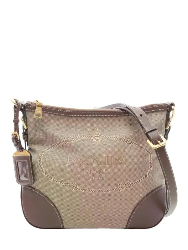 Prada Logo Jacquard Shoulder Bag - Neutrals