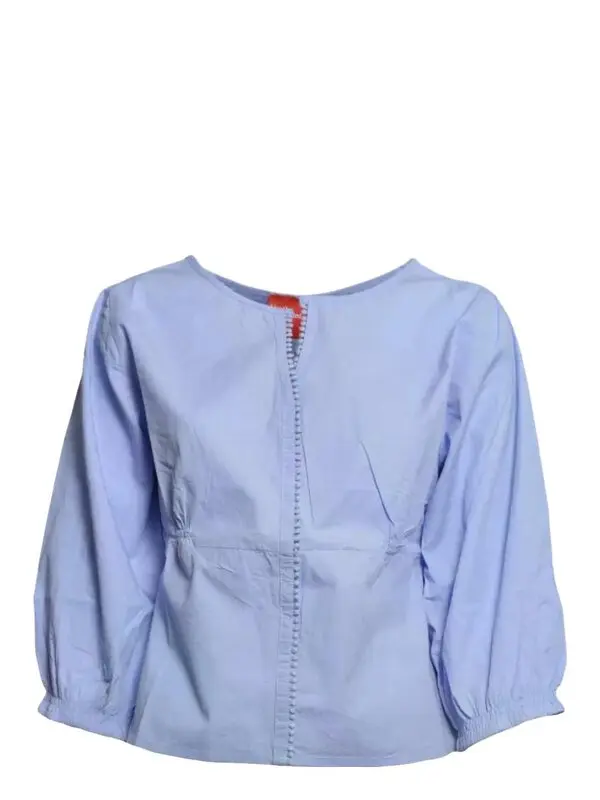 MERCI Bobble-trim Elasticated-waist Blouse - Blue