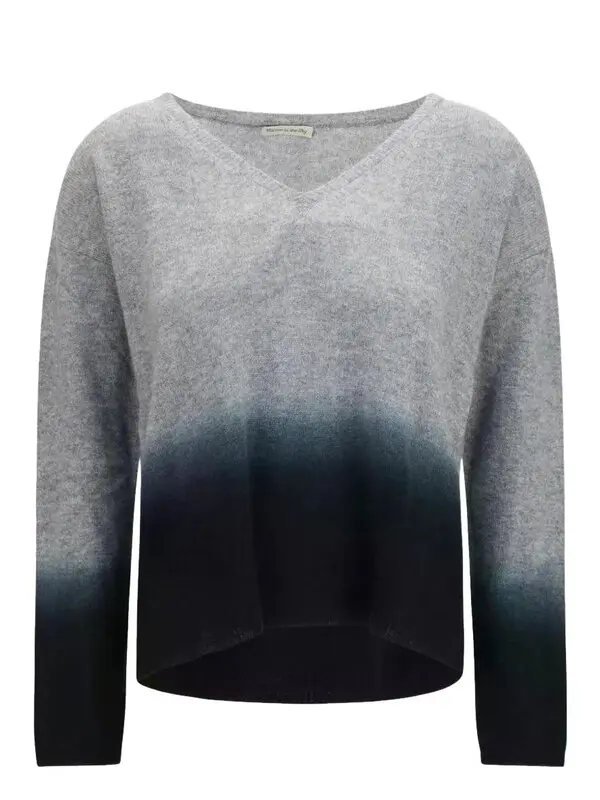MIRROR IN THE SKY Gradient-dyed V-neck Sweater - Grey